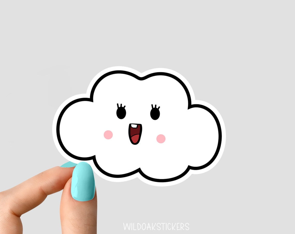 DOPASTICKER Blushing Happy Cloud Stickers, Cloud Stickers For Tumblers ...