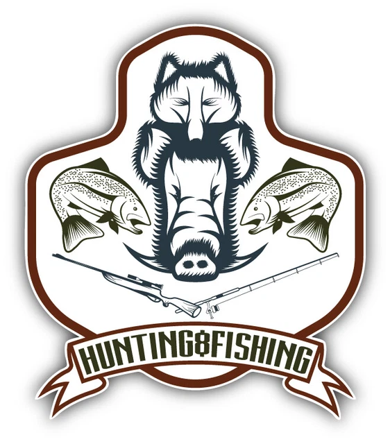 DOPASTICKER Boar Hunting & Fishing Label Car Sticker Phone Decal Water ...