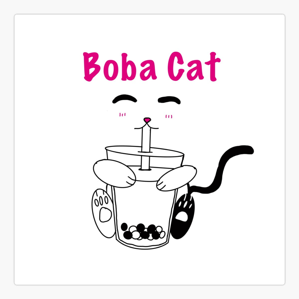 DOPASTICKER Boba Cat Sticker, Phone Sticker Water Bottle Sticker Car ...