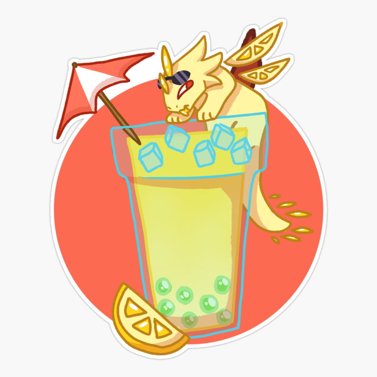 DOPASTICKER Boba Dragons! Lemonade Dragon Sticker, Phone Sticker Car ...