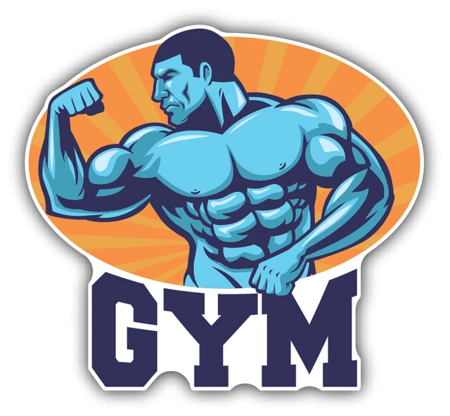 DOPASTICKER Bodybuilder Mascot Gym Muscle Car Sticker Phone Decal Water ...