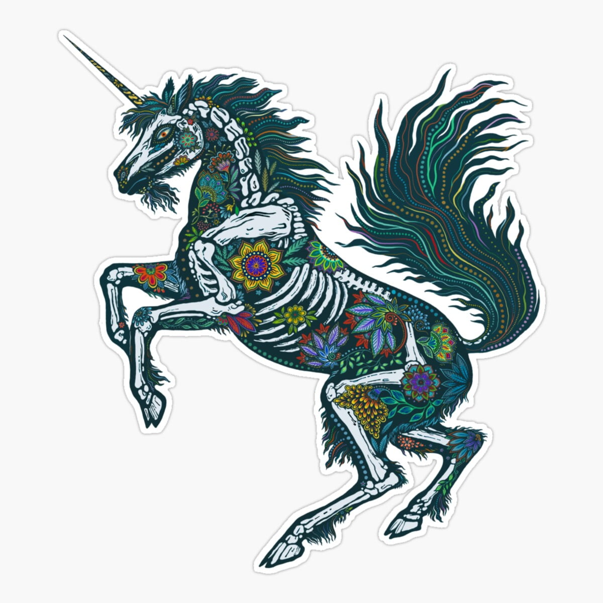 DOPASTICKER Bohemian Gothic Unicorn Skeleton Sticker, Phone Sticker Car ...