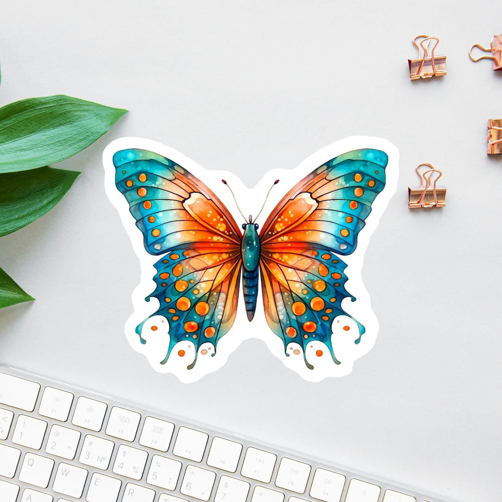 DOPASTICKER Boho Butterfly Sticker, Bright Blue Butterfly, Laptop ...
