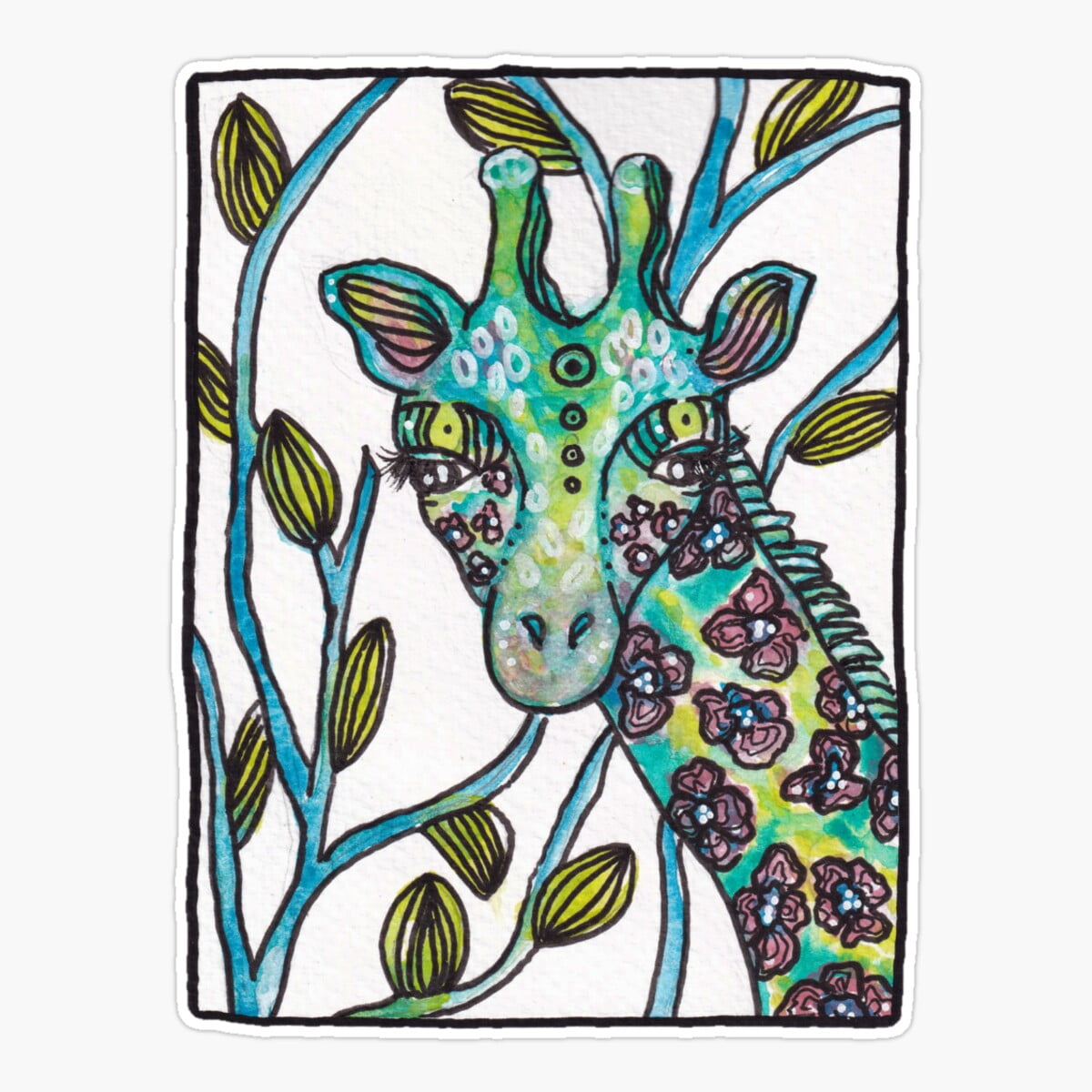 DOPASTICKER Boho Giraffe Sticker, Phone Sticker Water Bottle Sticker ...