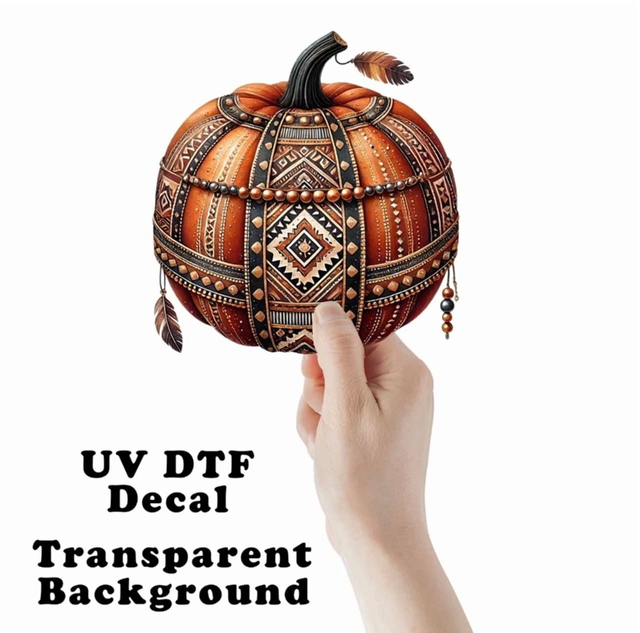 DOPASTICKER Boho Orange Tribal Pumpkin Fall Sticker - Design Preview ...