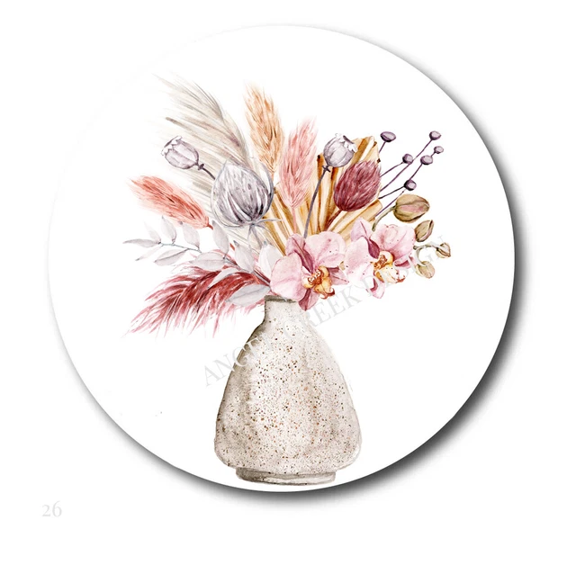 DOPASTICKER Boho Pampas Grass Flowers Vase Scrapbook Stickers Floral ...