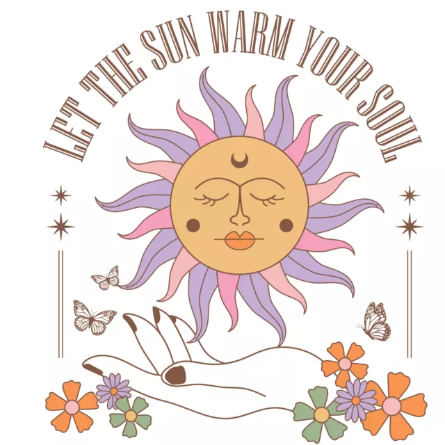 DOPASTICKER Boho Sun Sticker Let The Sun Warm Your Soul Quote Celestial ...