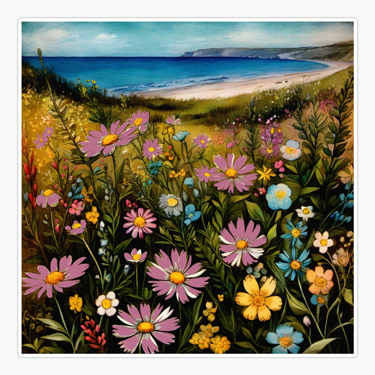 DOPASTICKER Boho Wildflowers Cottagecore Countryside Coastal ...