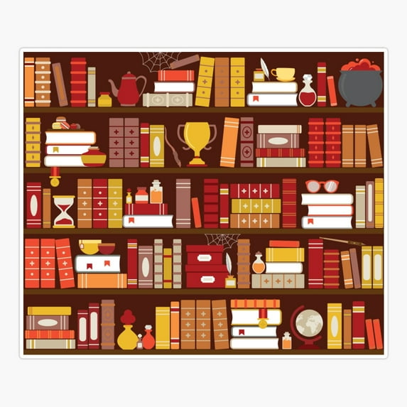 DOPASTICKER Book Case Pattern - Red And Gold Sticker, Phone Sticker Car ...