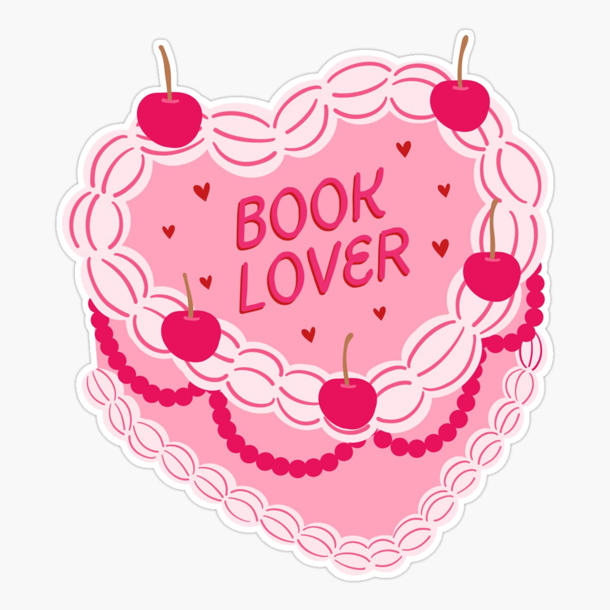 DOPASTICKER Book Lover Pink Cake Bookish Sticker, Phone Sticker Car ...
