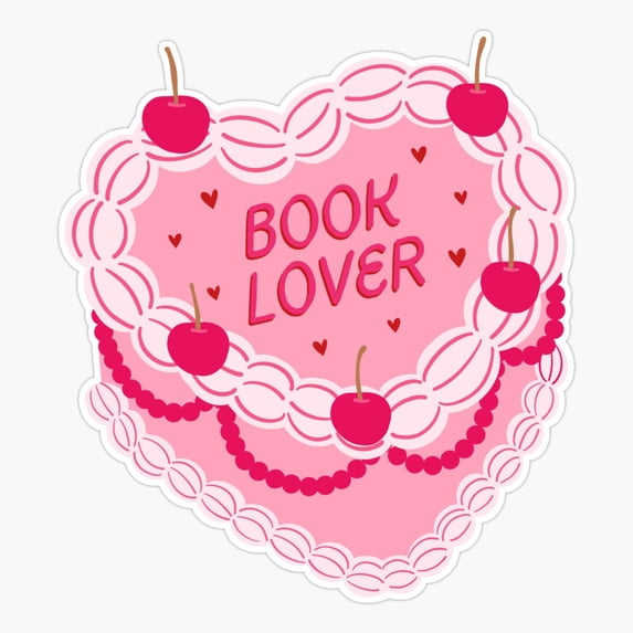 DOPASTICKER Book Lover Pink Cake Bookish Sticker, Phone Sticker Car ...