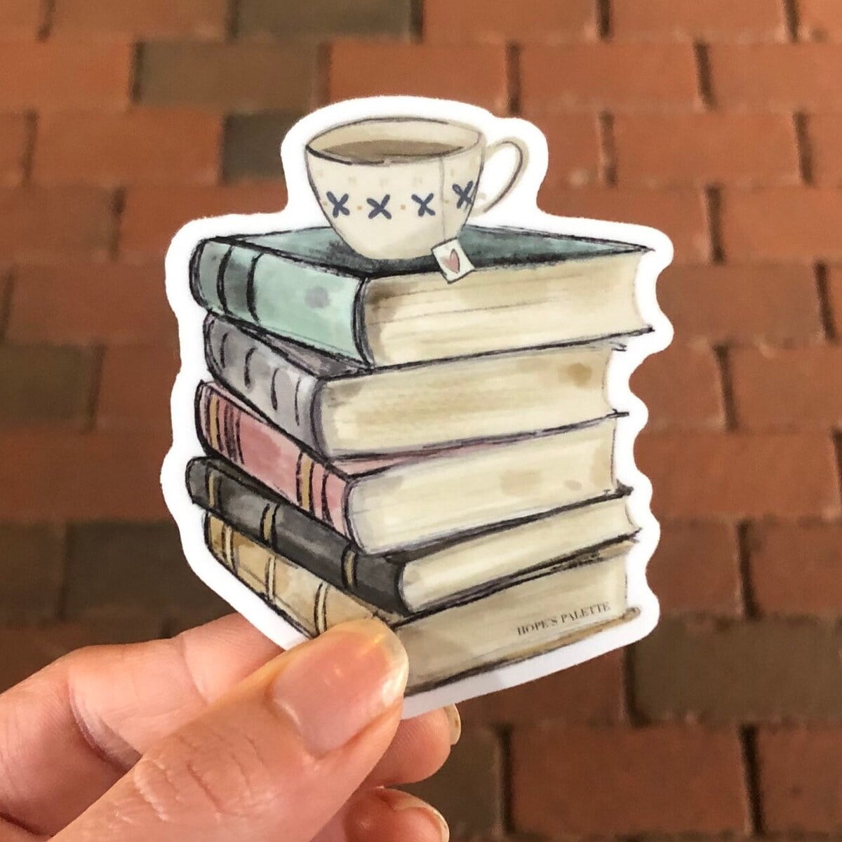 DOPASTICKER Book Stack With Tea Sticker, Book Sticker, Tea Sticker ...
