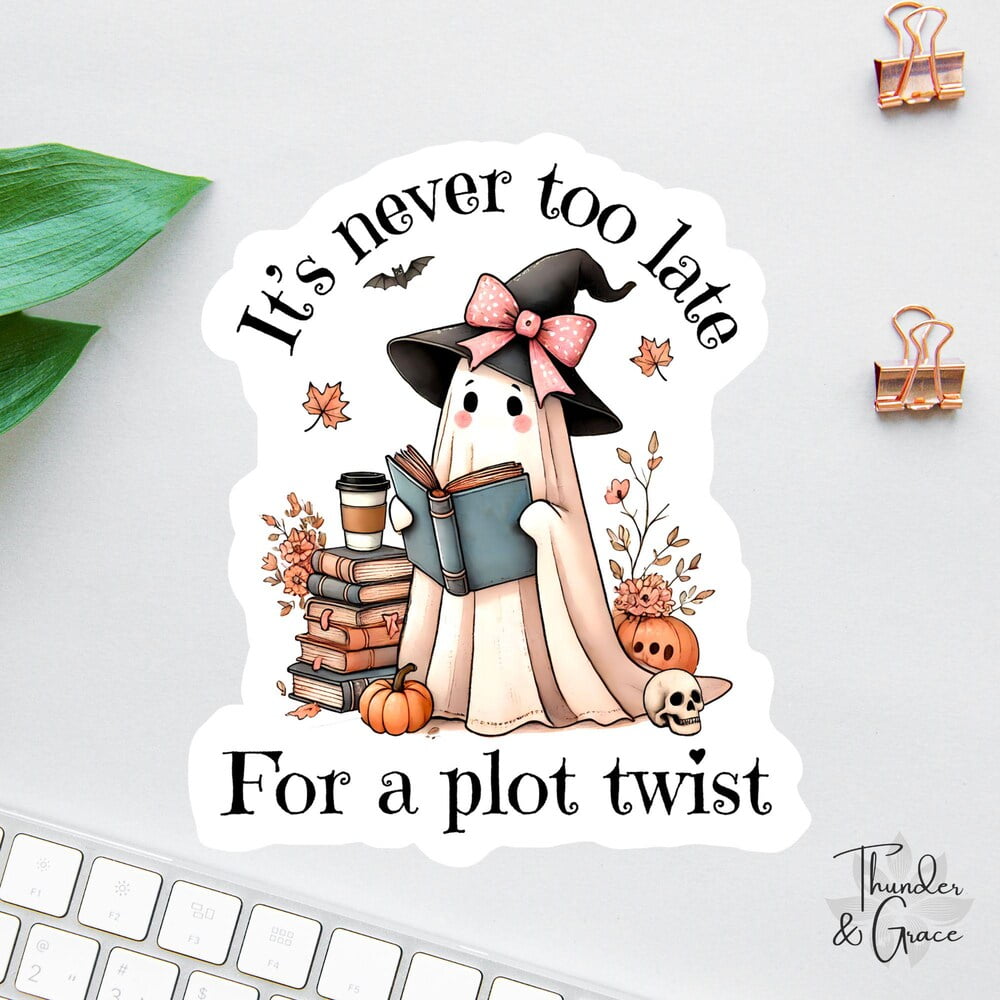DOPASTICKER Bookish Plot Twist Ghost Book Lover Sticker Phone Sticker ...