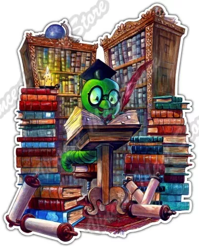 DOPASTICKER Bookworm Worm Book School Education Studies Car Sticker ...