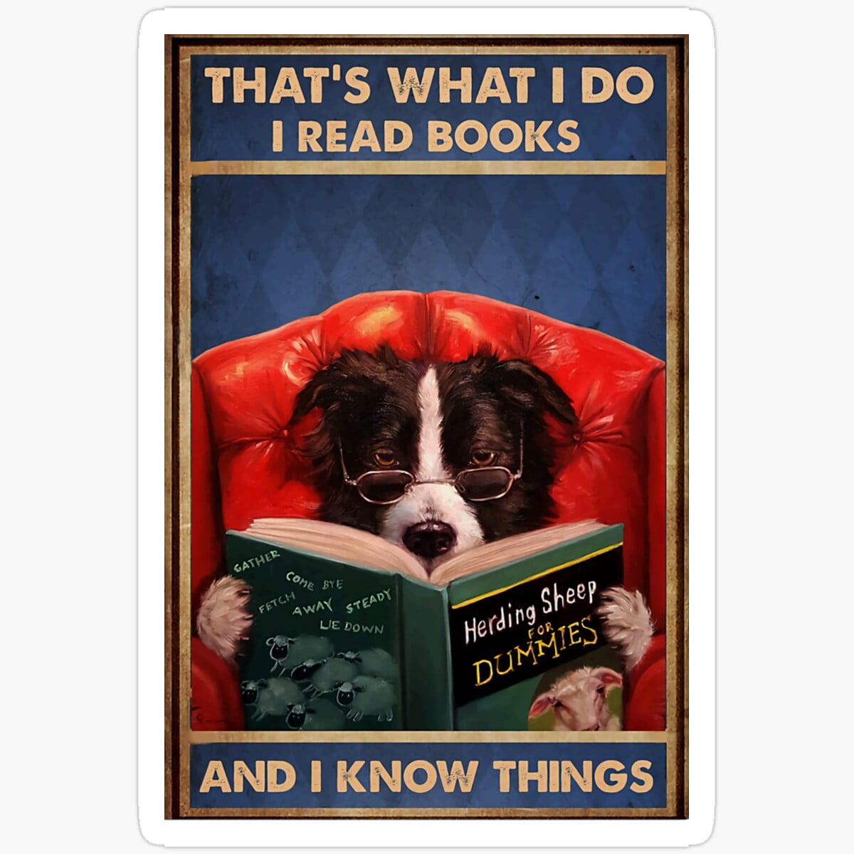 DOPASTICKER Border Collie Dog Love Reading Book Quotes Gift Sticker ...