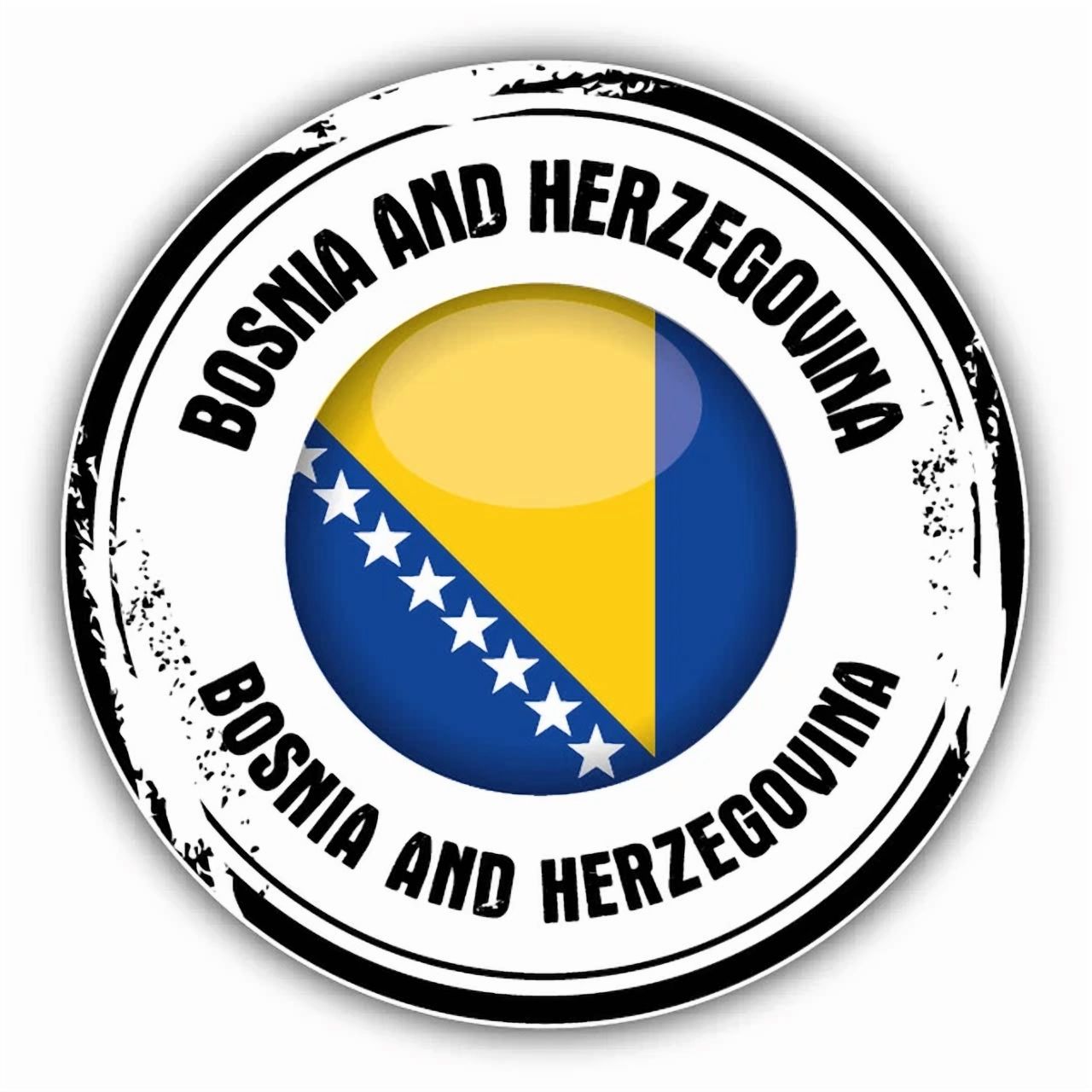 DOPASTICKER Bosnia And Herzegovina Flag Grunge Label Car Sticker Phone ...
