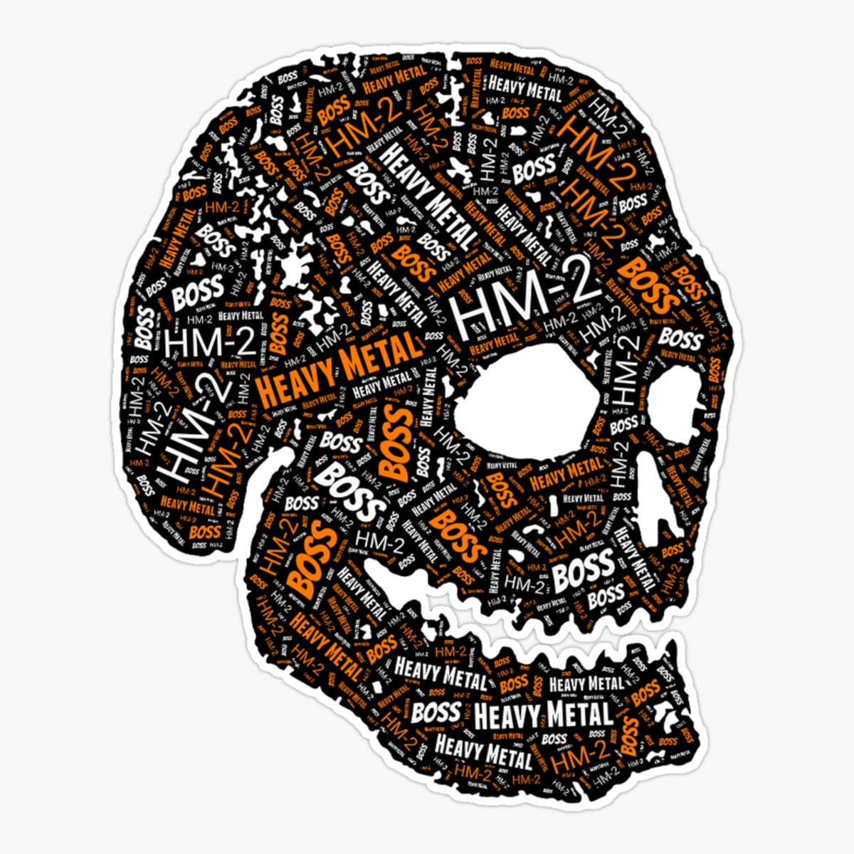DOPASTICKER Boss Hm-2. Classic Distortion Pedal. Skull Word Cloud ...
