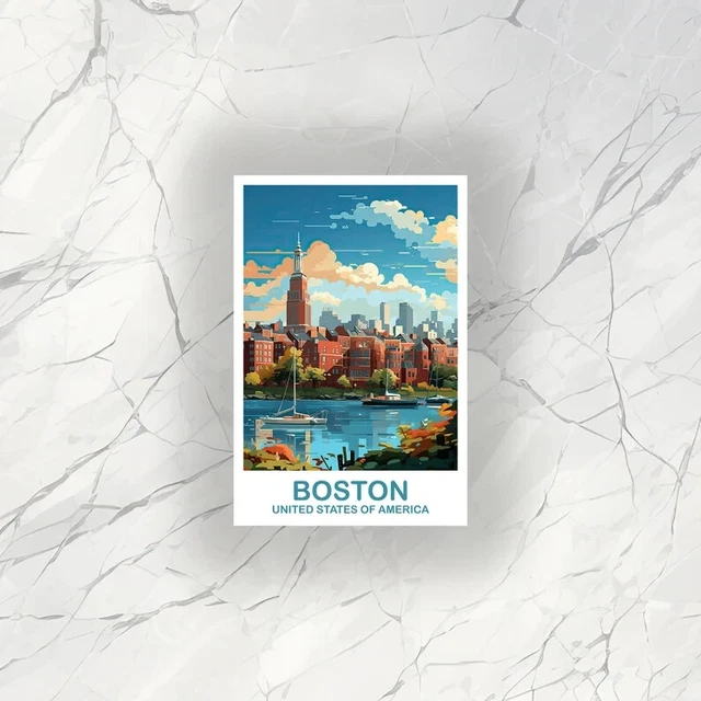 DOPASTICKER Boston Massachusetts Travel Sticker, City Skyline Art ...
