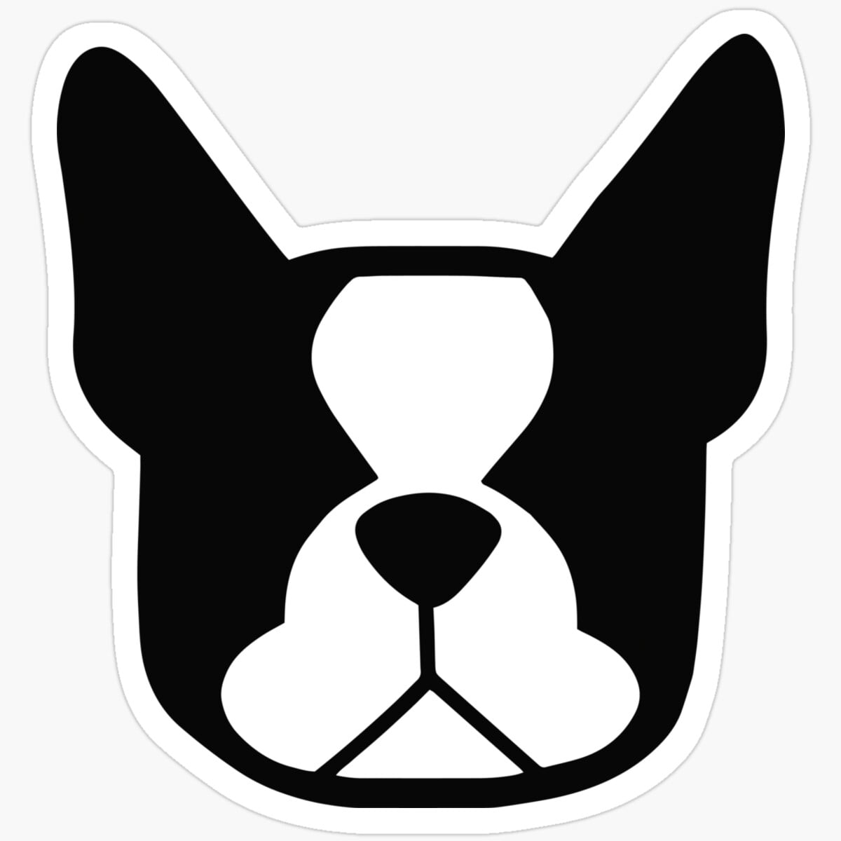 DOPASTICKER Boston Terrier Face In Black And White - Bold Boston ...