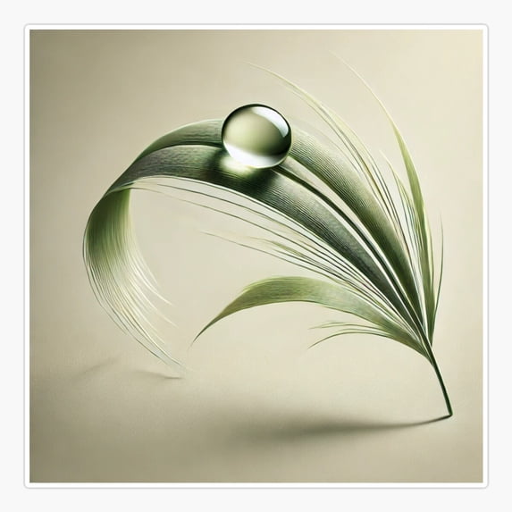 DOPASTICKER Botanical Serenity Art Dewdrop Leaf Illustration Sticker ...