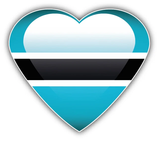 DOPASTICKER Botswana Flag Heart Sticker Decal Phone Decal Water Bottle ...