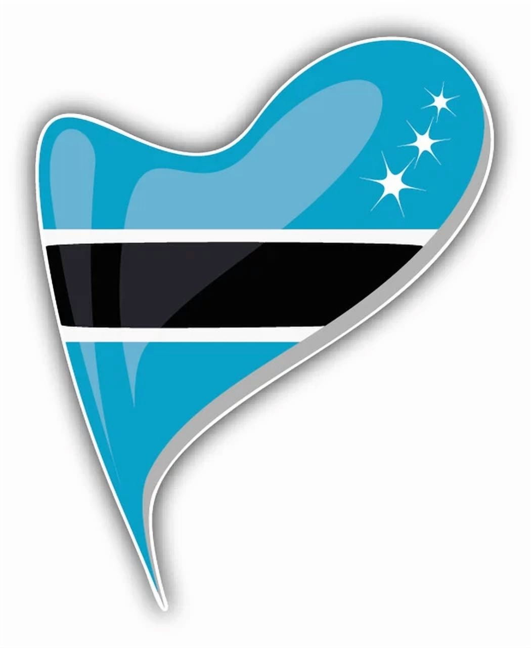 DOPASTICKER Botswana Flag Heart Style Sticker Decal Phone Decal Water ...