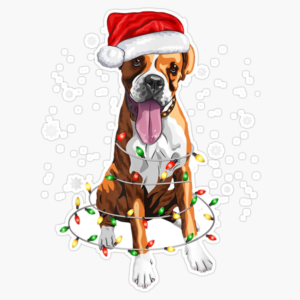 DOPASTICKER Boxer Dog Tree Noel Lights Noel Pama Matching Sticker ...
