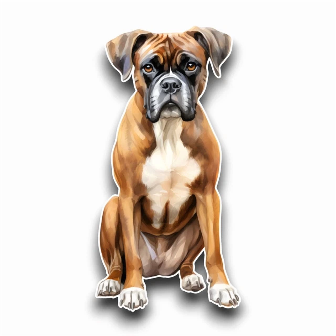 DOPASTICKER Boxer Puppy Dog Watercolour Animal Sticker Decal For Car ...