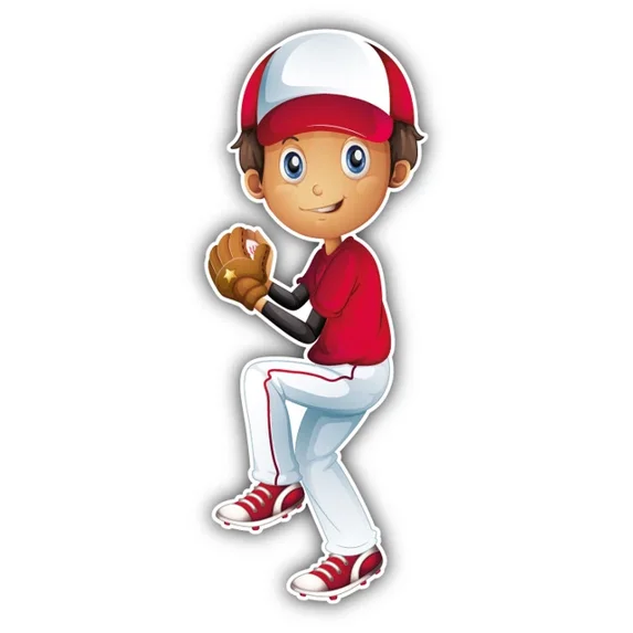 DOPASTICKER Boy Baseball Pitcher Cartoon Car Sticker Phone Decal Water ...