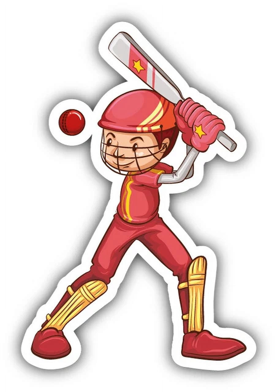 DOPASTICKER Boy Cricket Player Car Sticker Phone Decal Water Bottle ...