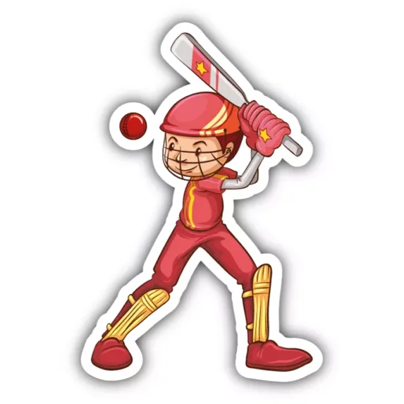 DOPASTICKER Boy Cricket Player Sticker Decal Phone Decal Water Bottle ...