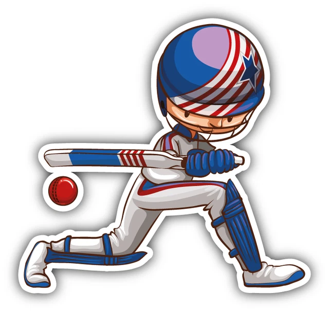 DOPASTICKER Boy Cricket Player Sticker Decal Phone Decal Water Bottle ...