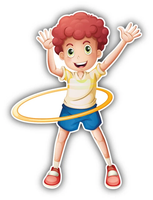 DOPASTICKER Boy Hula Hoop Cartoon Car Sticker Phone Decal Water Bottle ...