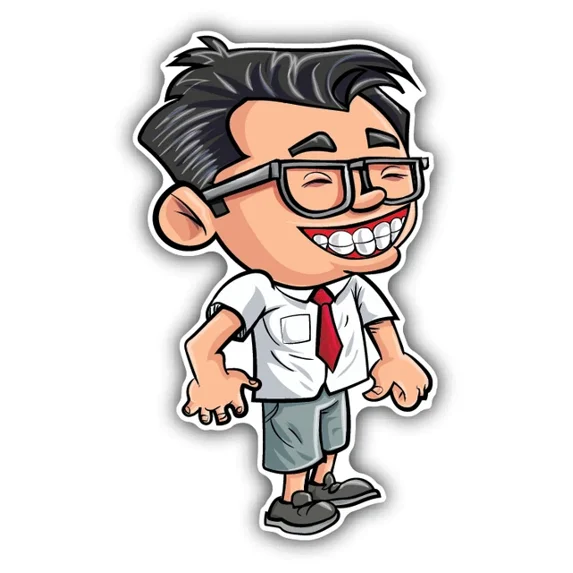 DOPASTICKER Boy Nerd Cute Cartoon Car Sticker Phone Decal Water Bottle ...