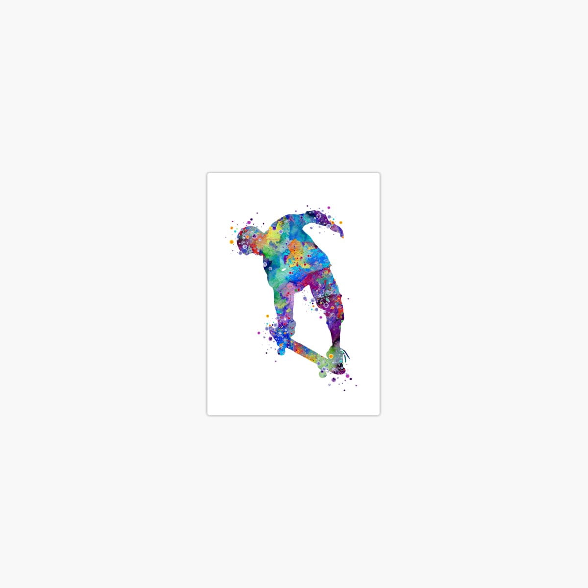 DOPASTICKER Boy Skateboard Nose Grab Trick Watercolor Silhouette ...
