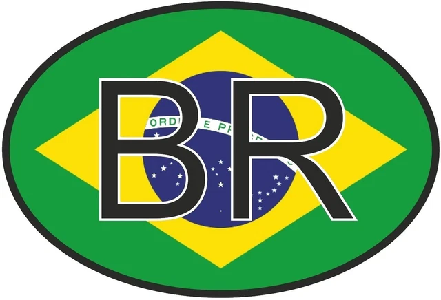 DOPASTICKER Br Brazil Country Code Oval With Flag Sticker Laptop ...