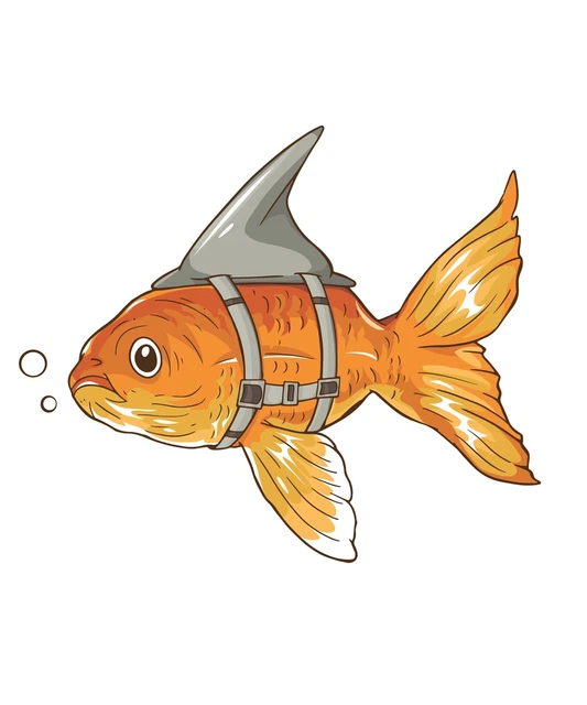 DOPASTICKER Be Brave Sticker Fish Gold Fish Impersonating Shark Fake It ...