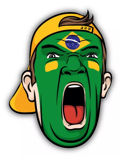 DOPASTICKER Brazil Football Fan National Flag Face World Cup Soccer Car ...