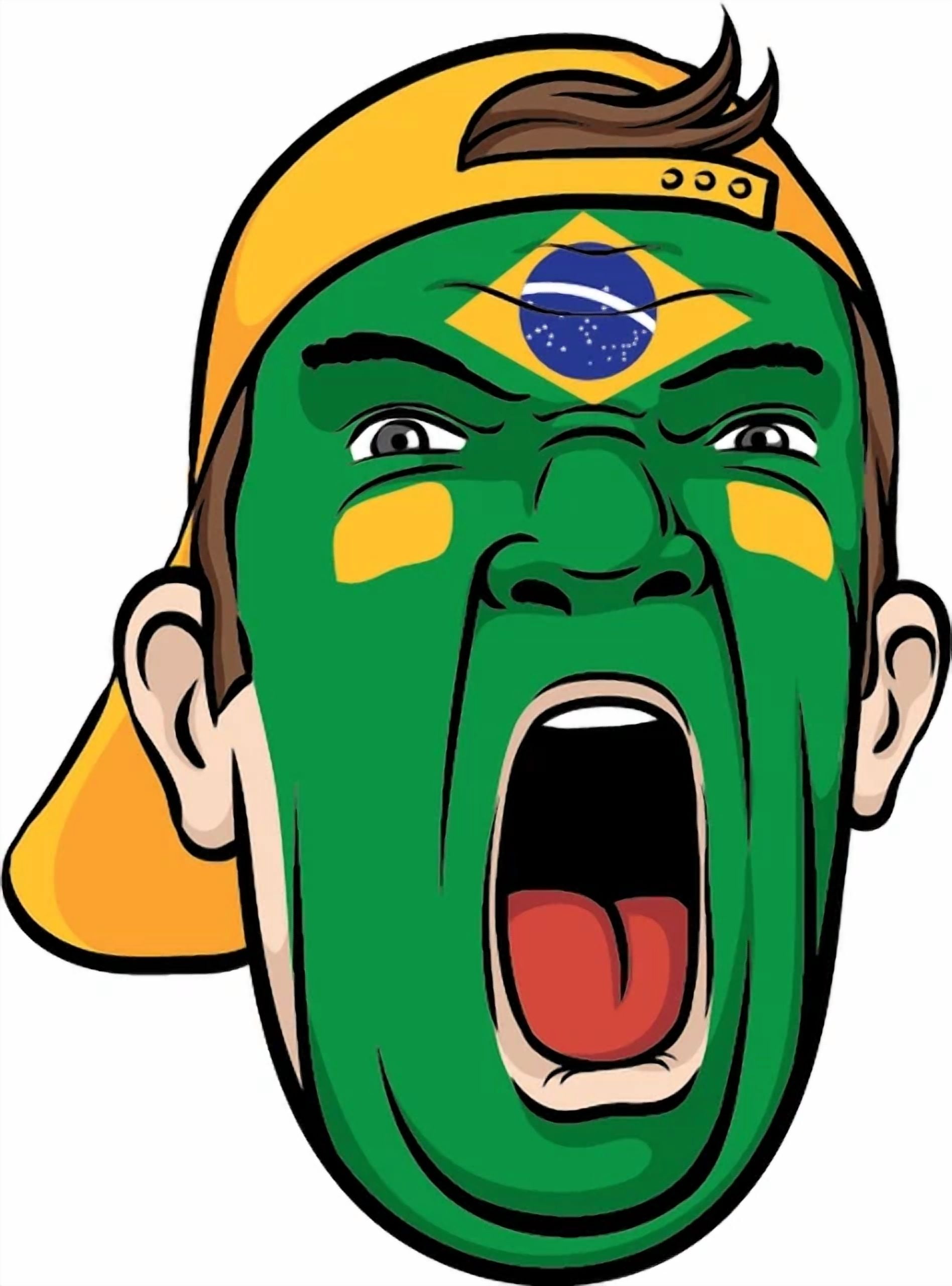 DOPASTICKER Brazil Football Fan With National Flag Sticker Decal Phone ...