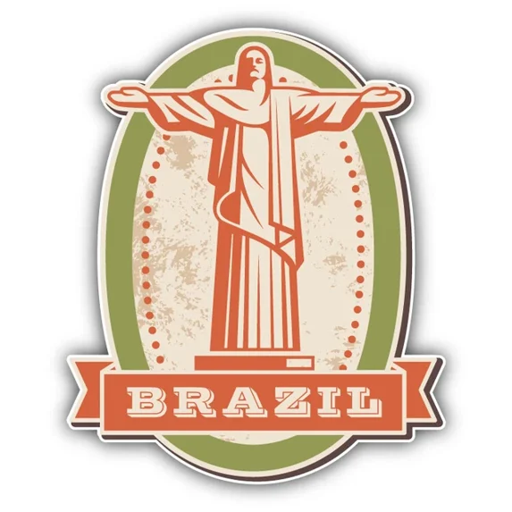 DOPASTICKER Brazil Statue Of Christ The Redeemer Vintage Label Sticker ...