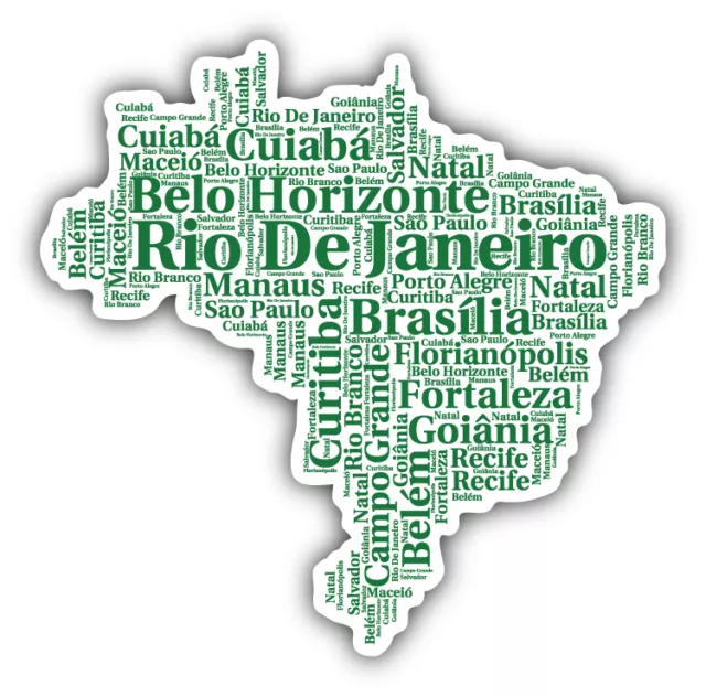 DOPASTICKER Brazilian Cities Word Cloud Sticker Decal Phone Decal Water ...