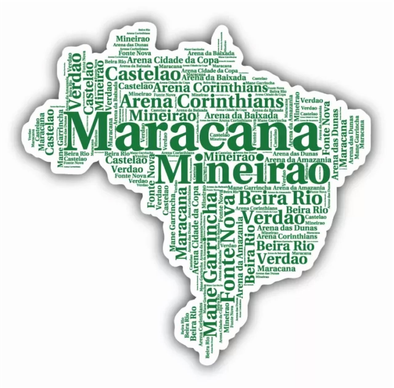 DOPASTICKER Brazilian Stadiums Word Cloud Sticker Decal Phone Decal ...