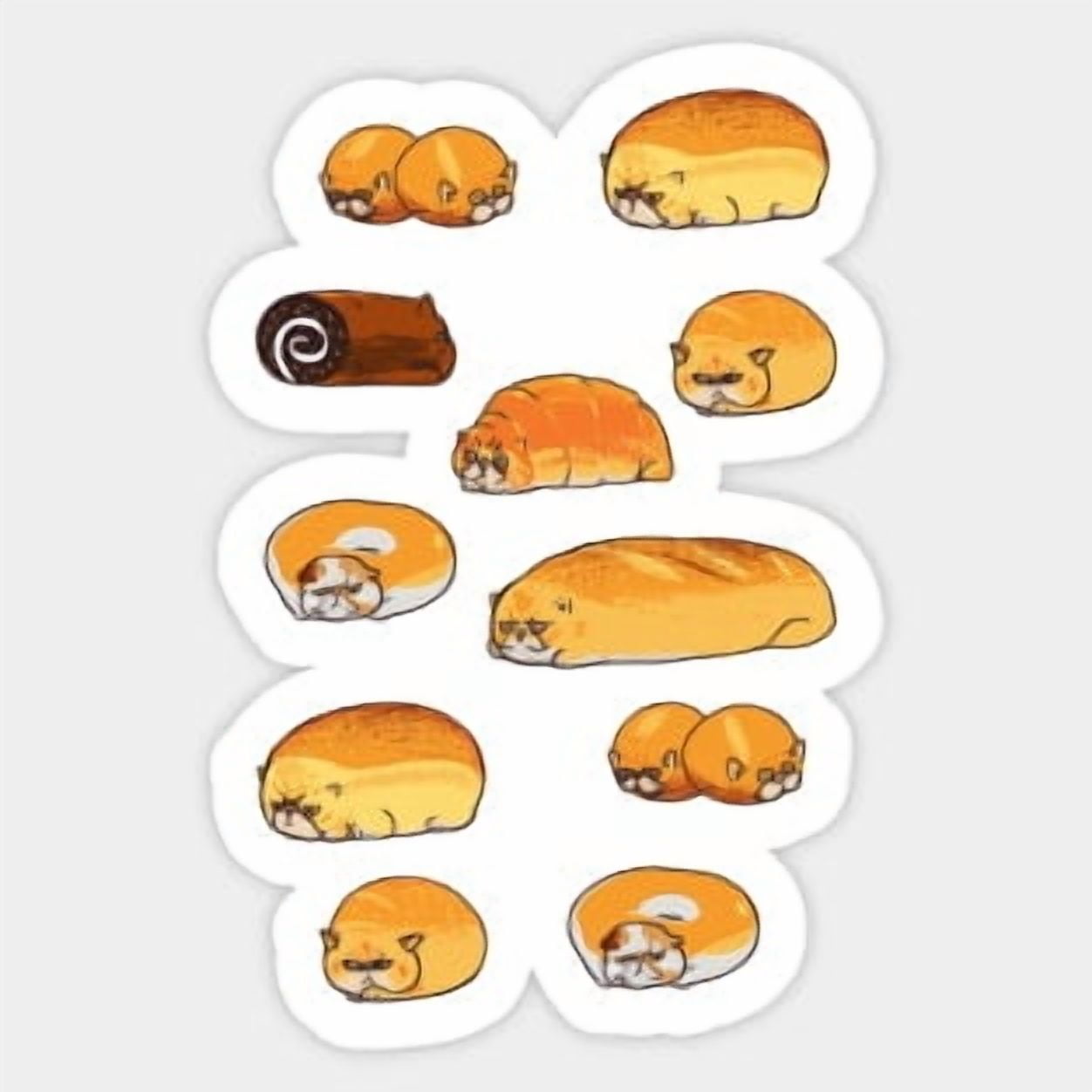 DOPASTICKER Bread Cats Decorative Laptop, Phone Stickers, Waterproof ...