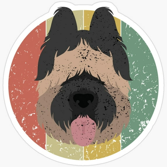 DOPASTICKER Briard Dog Breed Rescue Puppies, Retro Design Gift Sticker ...