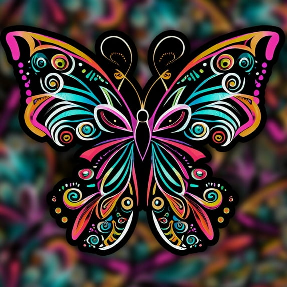DOPASTICKER Bright Colorful Butterfly, Butterfly, Phone Sticker, Latop ...