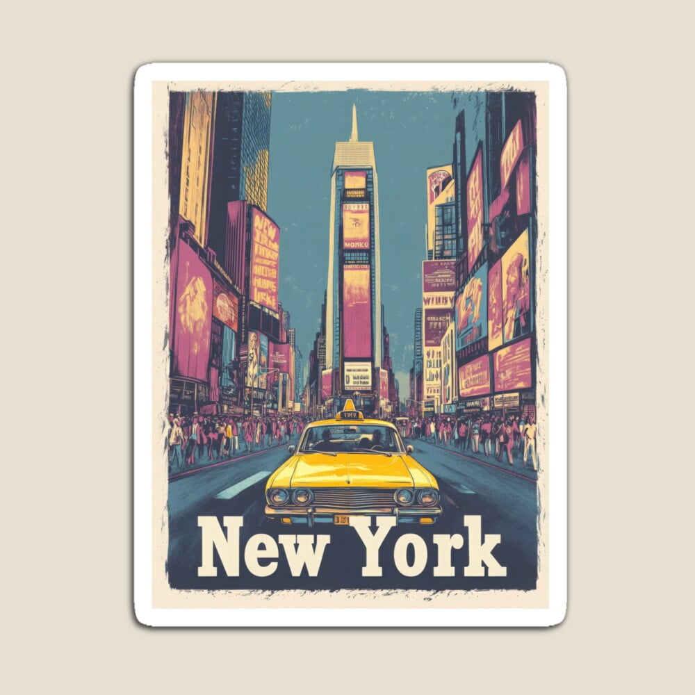 DOPASTICKER A Bright Yellow Taxi Captures The Essence Of New York City ...