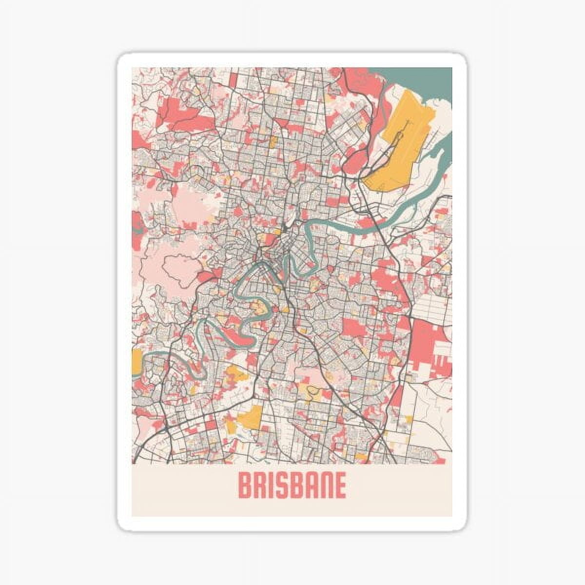 DOPASTICKER Brisbane City Map Chalk Retro City Map Sticker Phone Decal ...