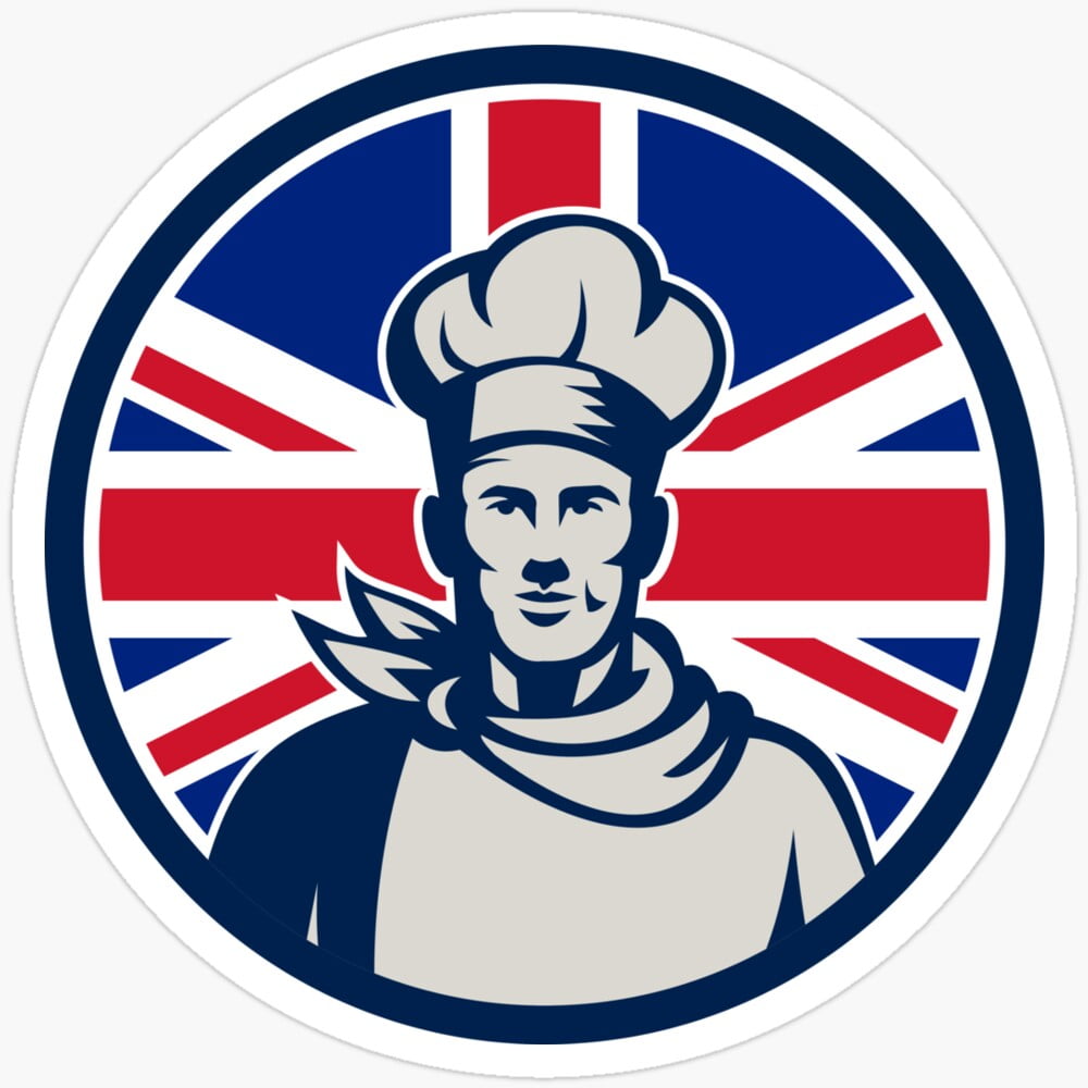DOPASTICKER British Baker Chef Union Jack Flag Icon Sticker Phone Decal ...