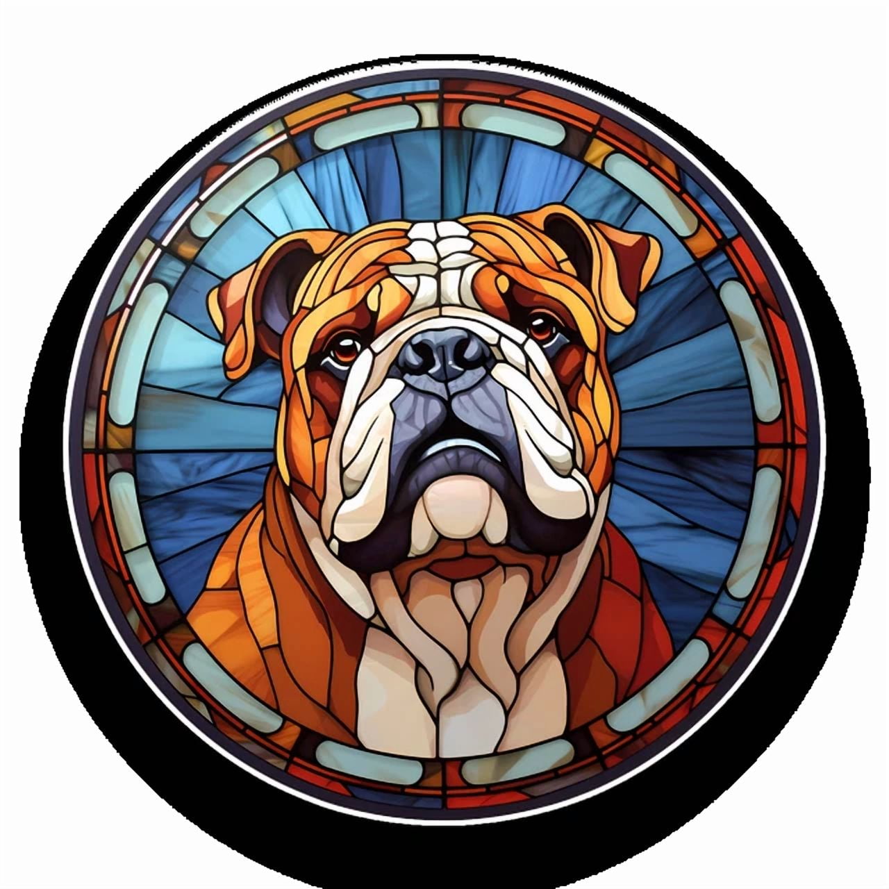 DOPASTICKER British Bulldog Puppy Stained Glass Style Window Opaque ...