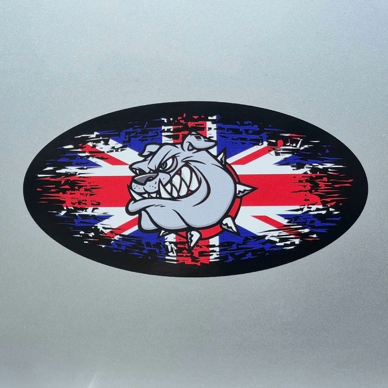 DOPASTICKER British Bulldog Union Jack Flag Fade To Black Oval Sticker ...